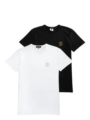 Versace Cotton Blend Tees, Pack Of 2 - White-black