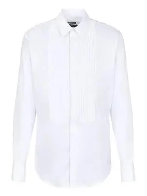 Giorgio Armani Pleated Cotton Shirt - White