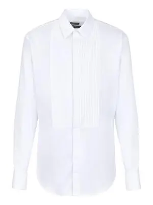 Giorgio Armani Pleated Cotton Shirt - White