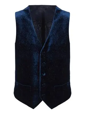 Giorgio Armani Single-breasted Velvet Waistcoat - Navy Blue