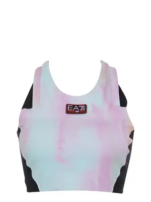 Emporio Armani Watercolour Logo-appliqué Sports Bra - Pink