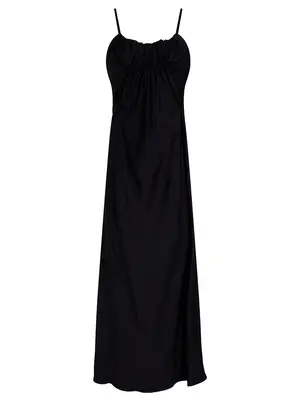 JIL SANDER Ruched Satin Maxi Dress - Black