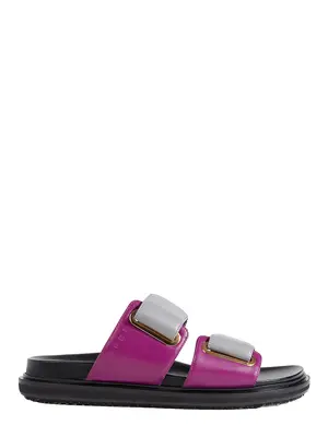 Marni Fussbett Two-Tone Padded Leather Sandals Gray