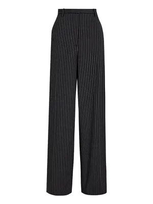 Versace Pinstriped Wool-blend Twill Wide-leg Pants - Black