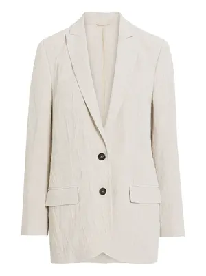 Brunello Cucinelli Checked Linen-jacquard Blazer - Beige