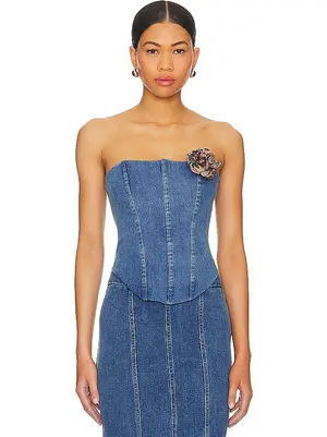Majorelle Luda Bustier Top - Washed Blue