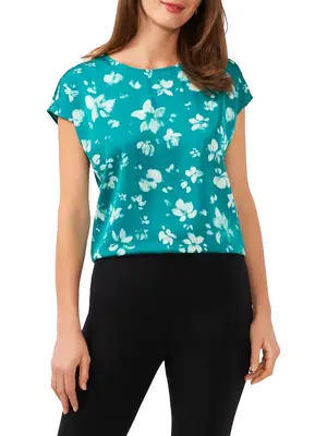 Halogen Halogen(r) Dolman Sleeve Jewel Neck Top Miami Green Print