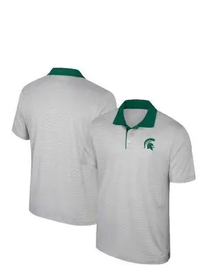 COLOSSEUM Michigan State Spartans Big & Tall Tuck Striped Polo - Gray