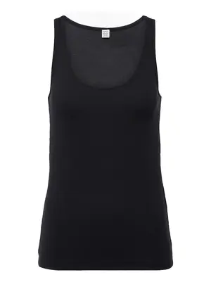 TOTEME Ribbed-knit Cotton Jersey Tank Top - Black