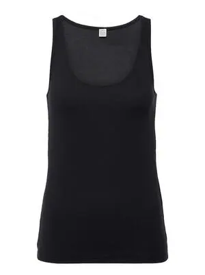 TOTEME Ribbed-knit Cotton Jersey Tank Top - Black