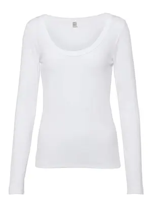 TOTEME Ribbed-knit Cotton Jersey Top - White