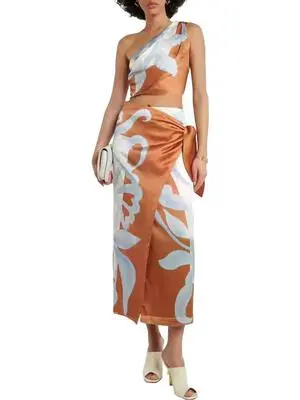 SIR THE LABEL Sorrento Printed Silk Wrap Skirt - Multicoloured