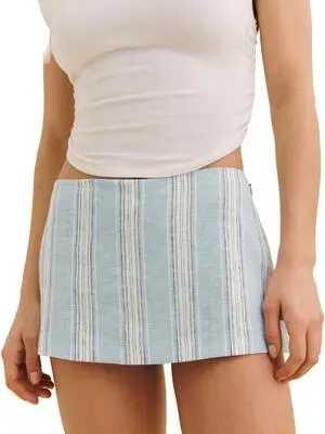 REFORMATION Reformation Mia Low Waist Linen Skort Blue