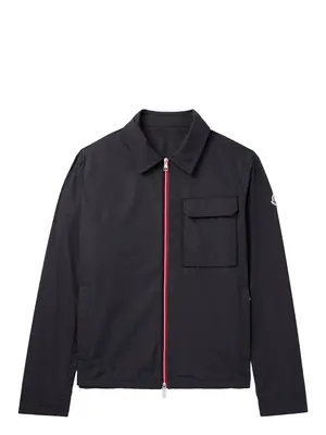 Moncler Logo-appliquéd Grosgrain-trimmed Shell Overshirt - Black