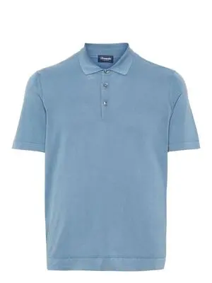 DRUMOHR Fine-knit Cotton Polo Shirt - Blue