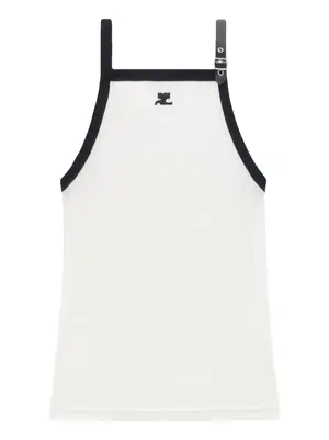 COURREGES Buckle Cotton Tank Top - White