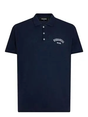 Dsquared2 Logo-print Cotton Blend Polo Shirt - Blue