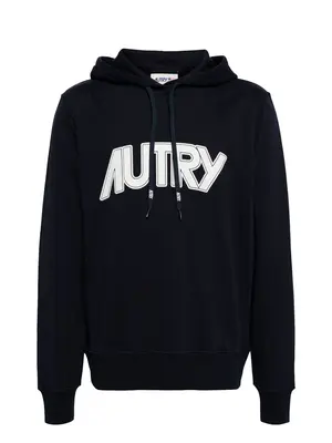 AUTRY Logo-print Cotton Hoodie - Blue