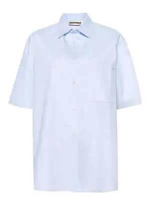 DARKPARK Straight-point Collar Cotton Shirt - Blue