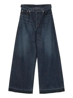 Sacai Belted Wide Leg Jeans - Blue
