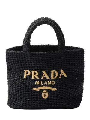 Prada Small Crochet Tote Bag - Black