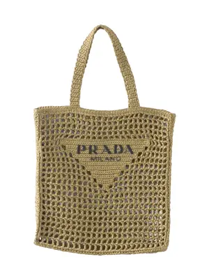 Prada Raffia Tote Bag - Green