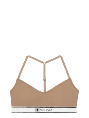 SPORTY & RICH Runner Script Sports Bralette - Brown