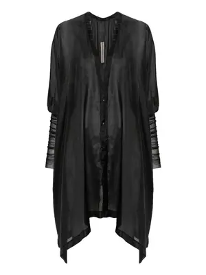 Rick Owens Ribbed-sleeves Silk Shirt - Black