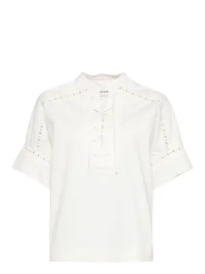 YVES SALOMON Openwork Short-sleeve Shirt - White