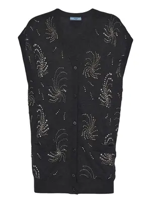 Prada Embellished Cashmere Vest - Grey