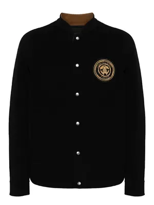 Roberto Cavalli Logo-embroidered Wool Bomber Jacket - Black