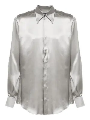 Dolce & Gabbana Satin-weave Silk Shirt - Grey