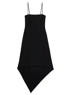 Helmut Lang Asymmetric Virgin Wool Dress - Black