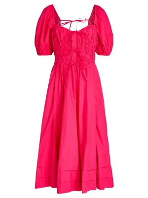 ULLA JOHNSON Ulla Johnson Palma Gathered Cottonpoplin Midi Dress