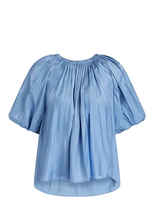 Ulla Johnson Ulla Johnson Flo Gathered Satin Top Light Blue