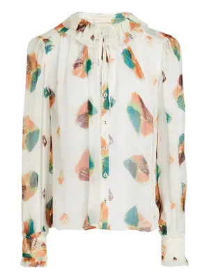 Ulla Johnson Pippa Ruffled Printed Silk-crepon Blouse - Ivory