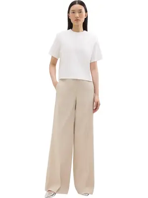 Theory High-waist Wide-leg Linen Trouser - Straw