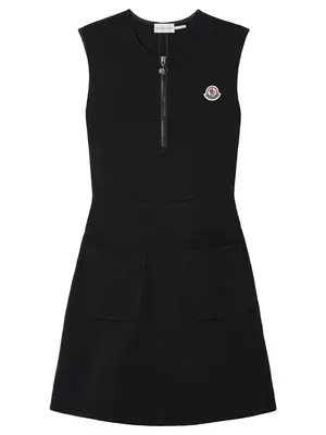 Moncler Cotton-blend Jersey Mini Dress - Black