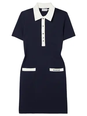Moncler Cotton-blend Jersey Mini Dress - Blue