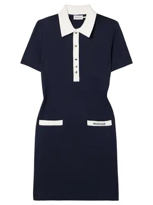 Moncler Moncler Cotton-blend Jersey Mini Dress Navy