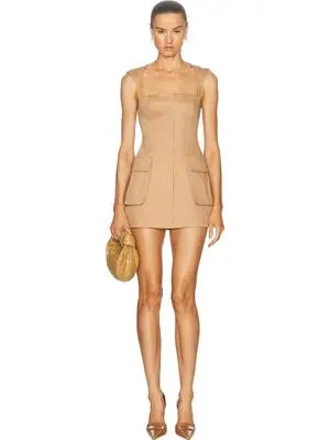 L'academie By Marianna Ashleigh Stretch Cotton Cargo Mini Dress - Camel