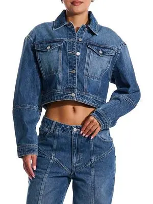Naked Wardrobe Crop Denim Jacket - Indigo Wash
