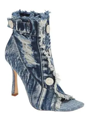 AZALEA WANG Tandy Open Toe Bootie - Denim