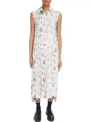 THOM BROWNE Thom Browne Nautical Crystal Print Sleeveless Shirtdress