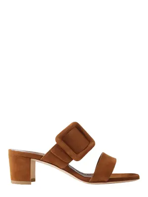 Manolo Blahnik Titubanew 50 Buckled Suede Sandals - Brown
