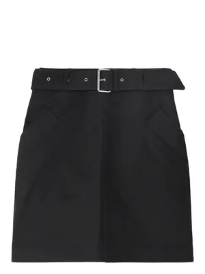 TOTEME Belted Cotton-gabardine Mini Skirt - Black