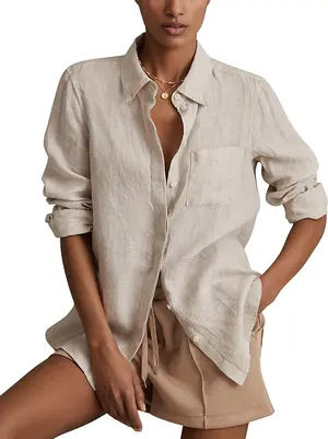 REISS Reiss Belle Linen Shirt Neutral