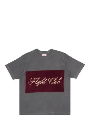 FLIGHT CLUB Script T-shirt 'washed /velour Burgundy - Black