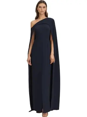 HALSTON Halston Off-the-Shoulder Cape Maxi Dress