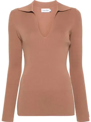 Calvin Klein Fine-ribbed Jumper - Brown
